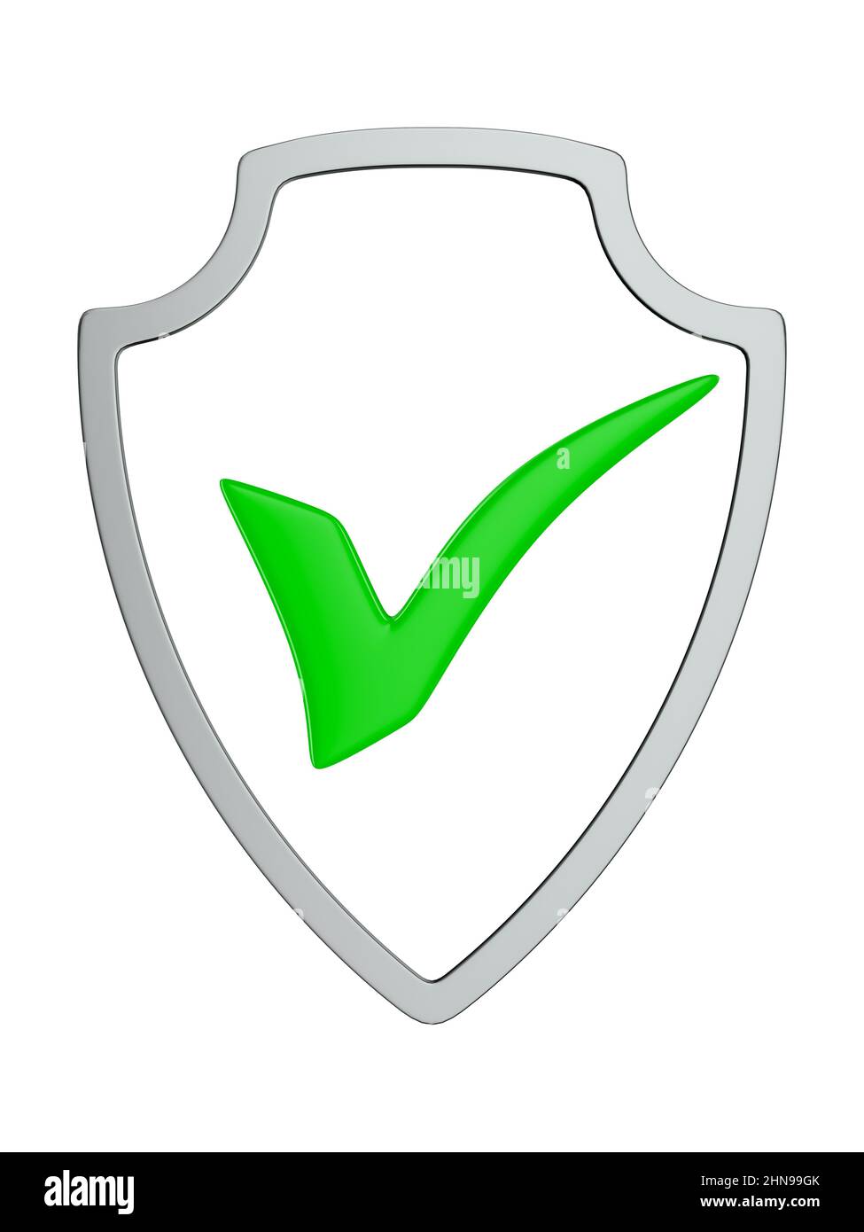 shield with checkmark on white background. Isolated 3D illustration ...