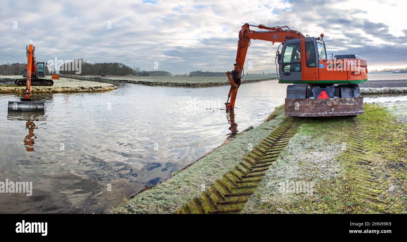 Small scale inland dredging works in the Netherlands Stock Photo - Alamy
