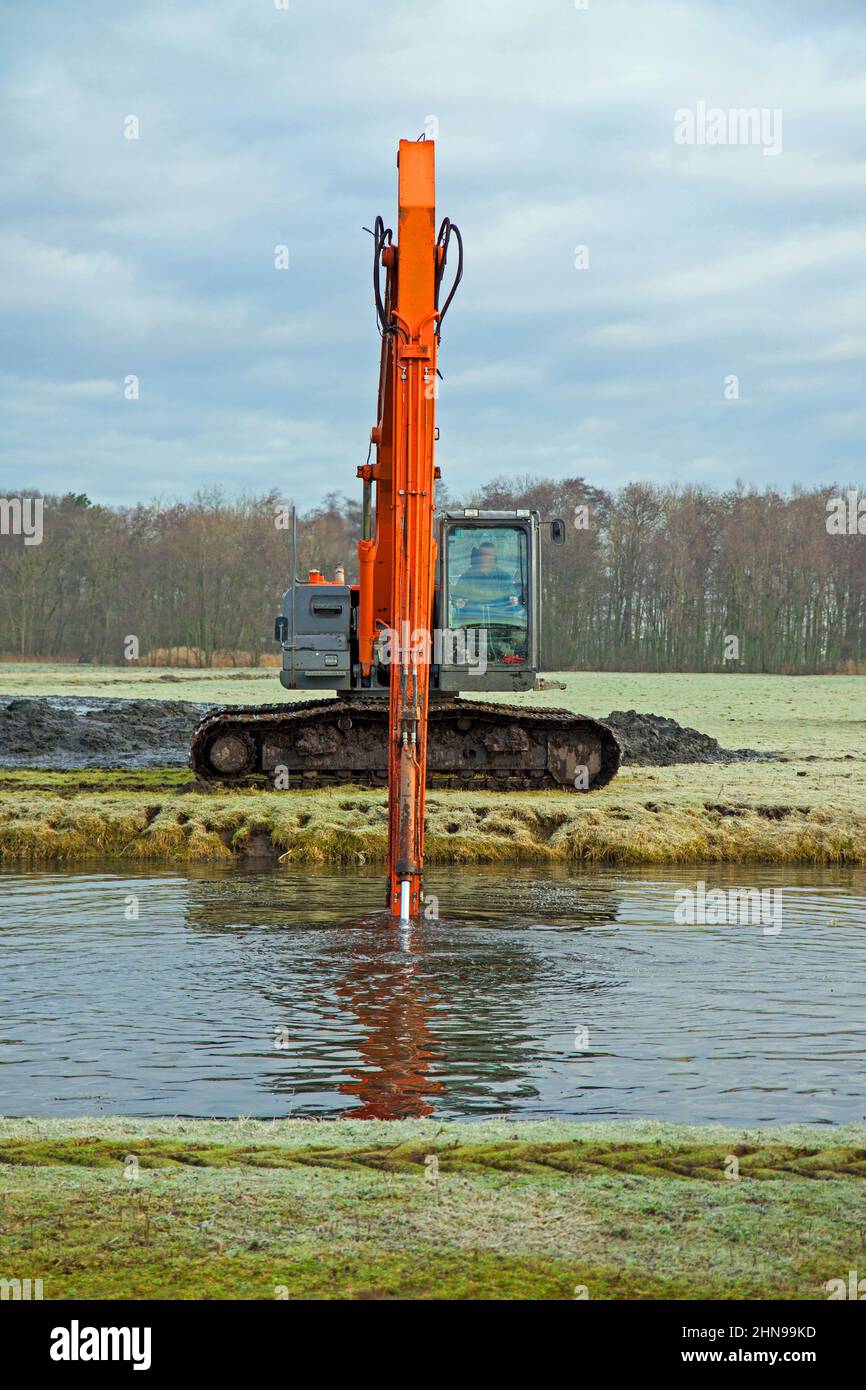 Small scale inland dredging works in the Netherlands Stock Photo - Alamy