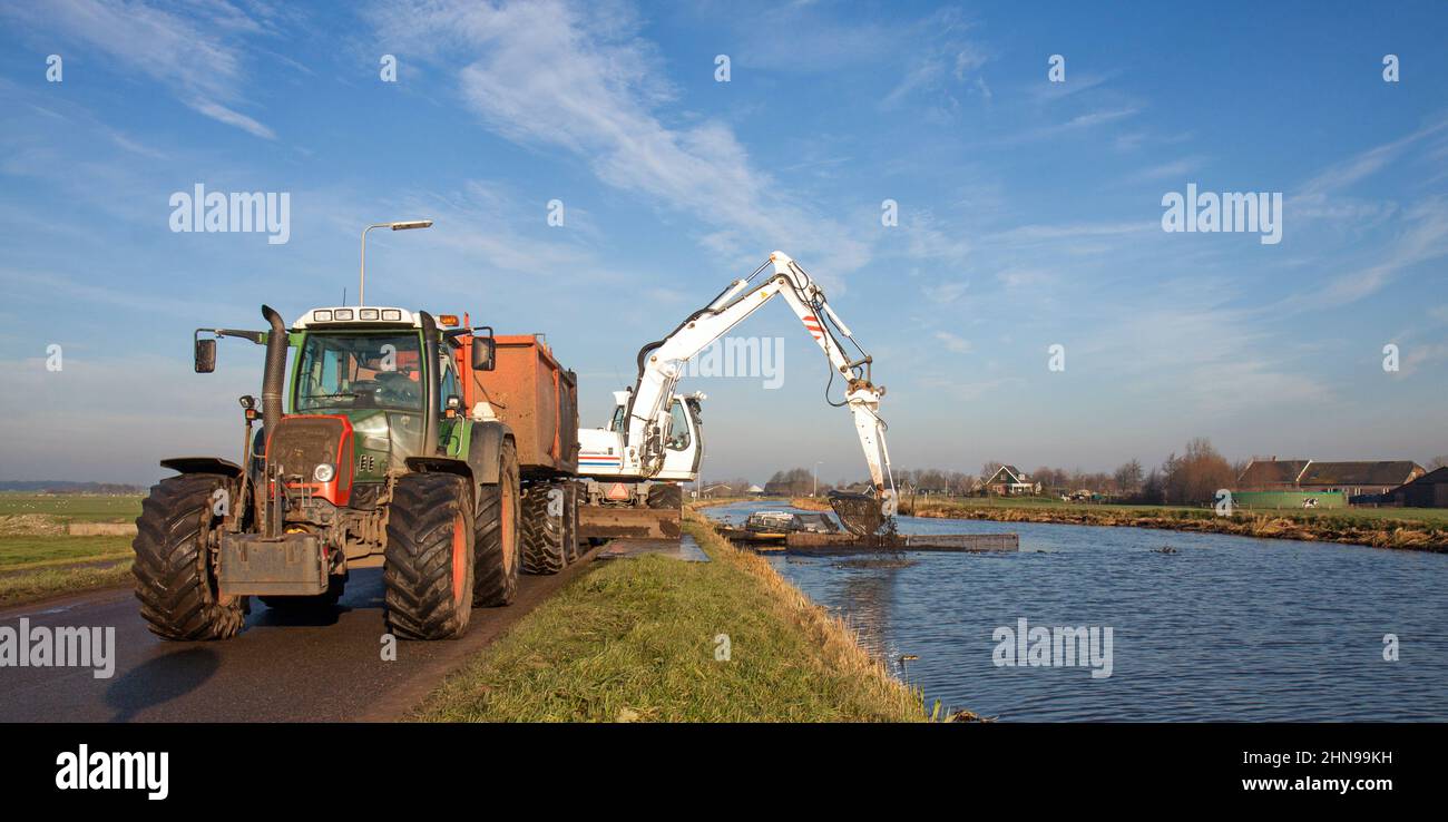 Small scale inland dredging works in the Netherlands Stock Photo - Alamy