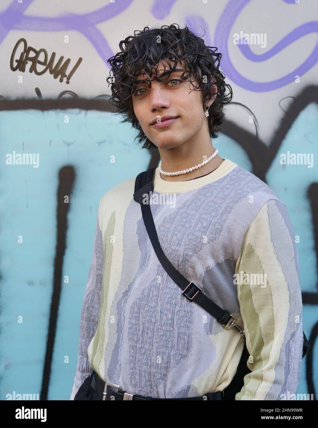 Nick Kaufmann posing for photographers before Fendi fashion show during ...