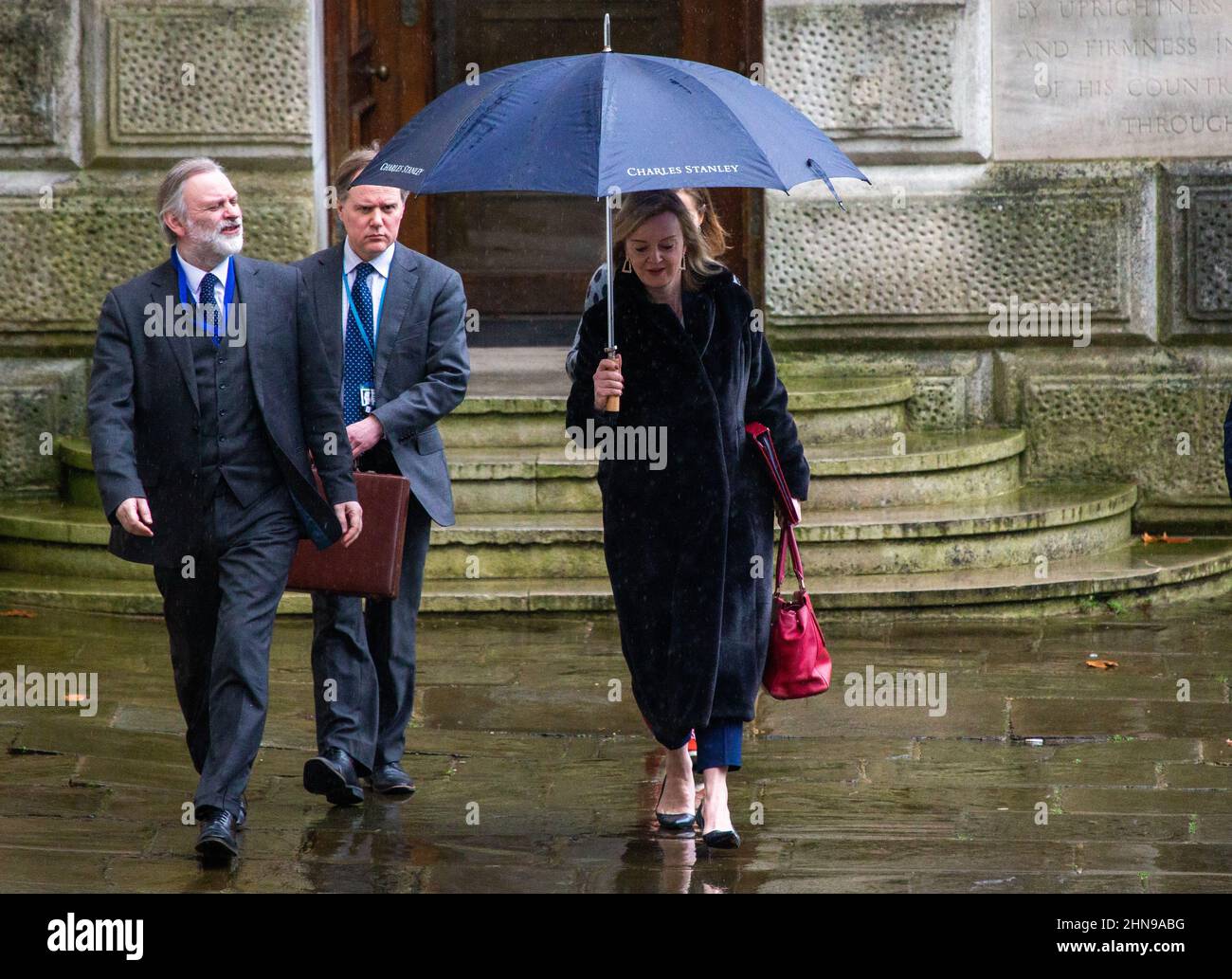 London, England, UK. 15th Feb, 2022. Foreign Secretary LIZ TRUSS is ...