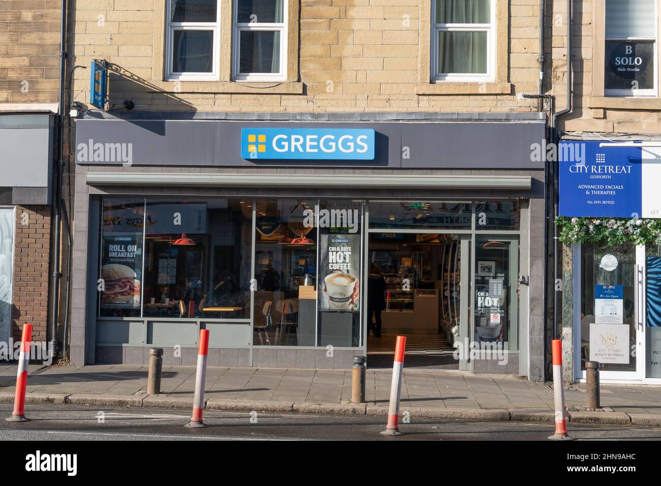 Greggs, on High Street, Gosforth, Newcastle upon Tyne, UK. The bakery ...