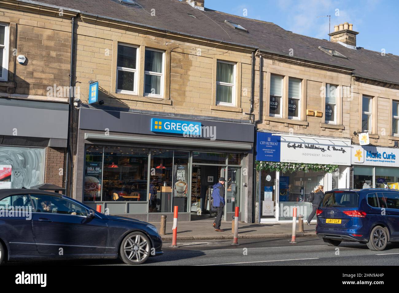 Greggs, on High Street, Gosforth, Newcastle upon Tyne, UK. The bakery ...
