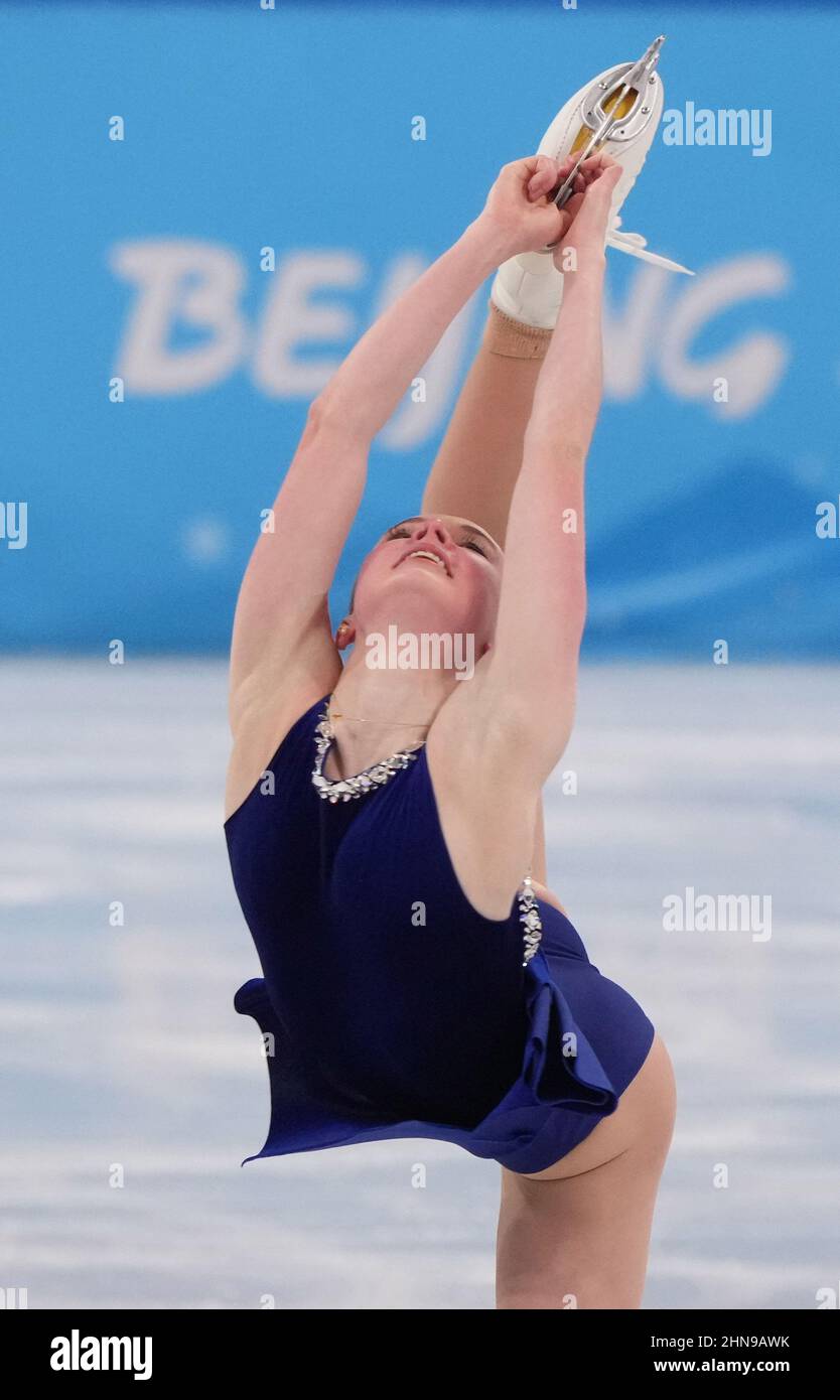 Beijing, United States. 15th Feb, 2022. Mariah Bell of the USA performs ...