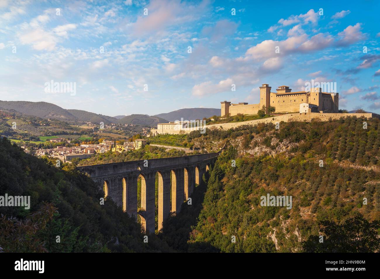 Spoleto, Ponte delle Torri roman bridge and Rocca Albornoziana medieval ...