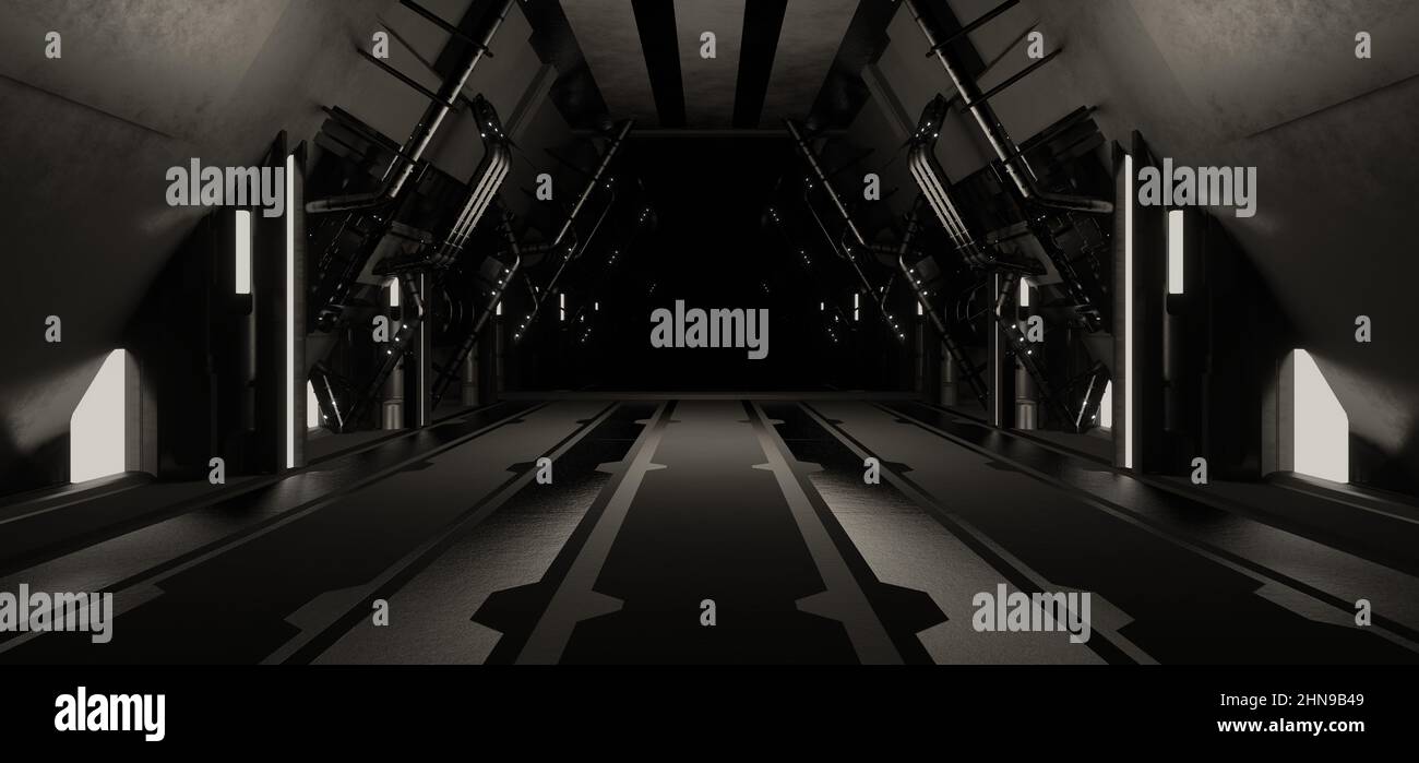 Empty Futuristic Engine Room Laboratory Avant Garde Copper Colors ...