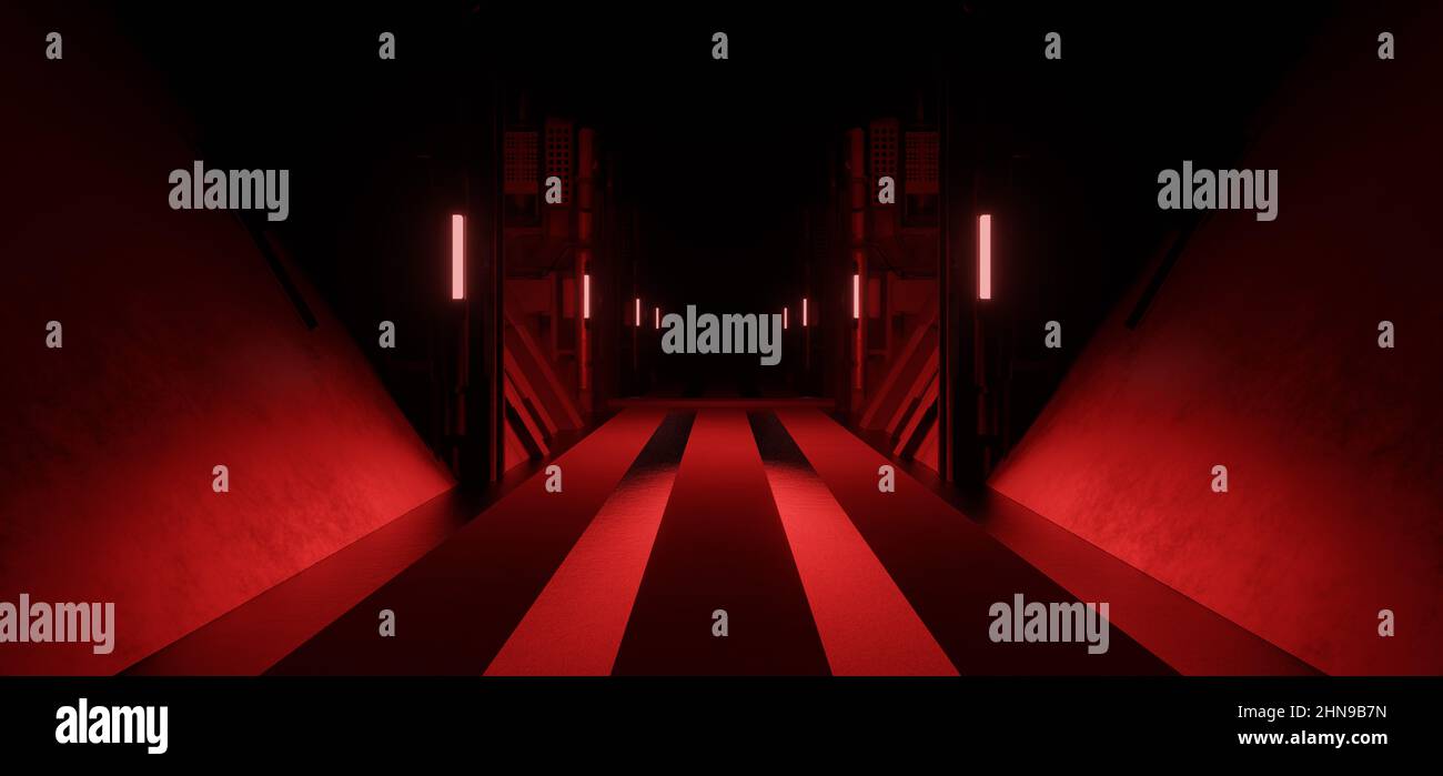 Sci-Fi Corridor Hangar Basement Underground Hallway Reddish Brown ...