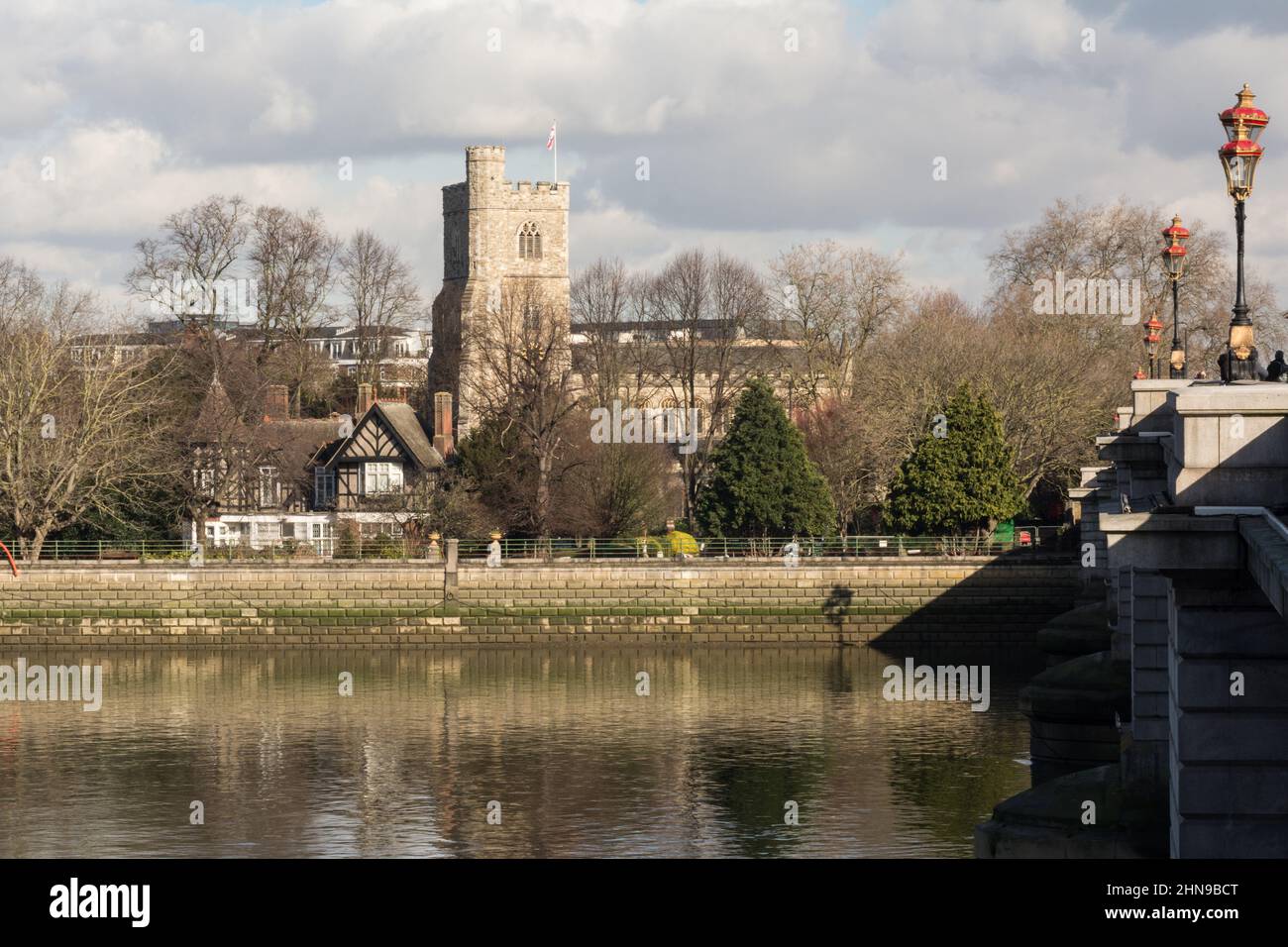 The church tower of All Saints Church, Fulham, London, England, UK ...