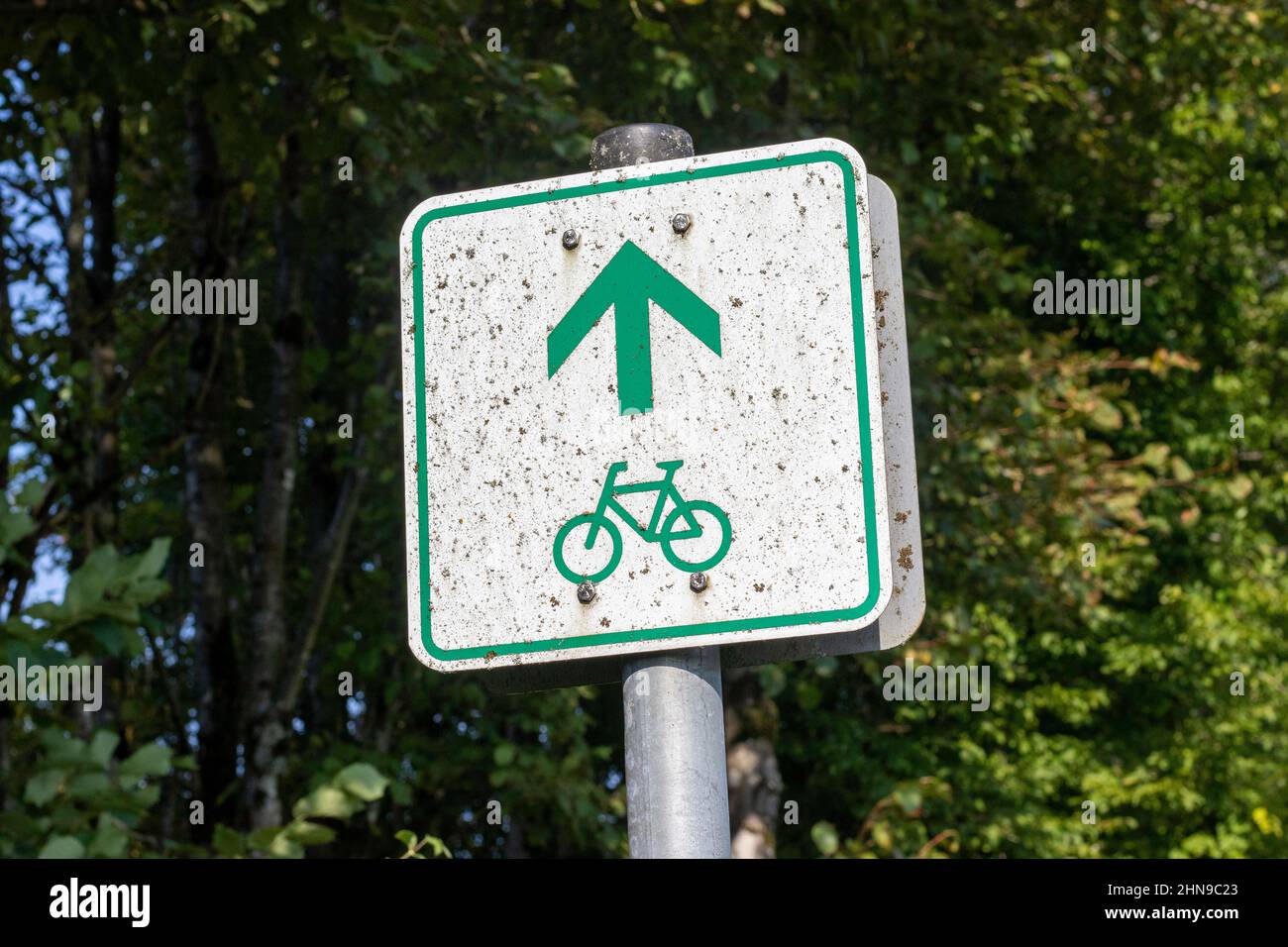 Bicycle lane sign Stock Photo - Alamy