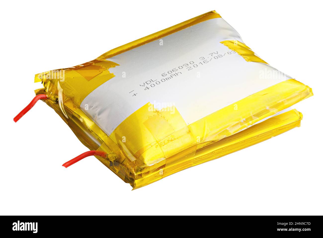 swollen double Li-ion battery pack isolated on white background Stock ...