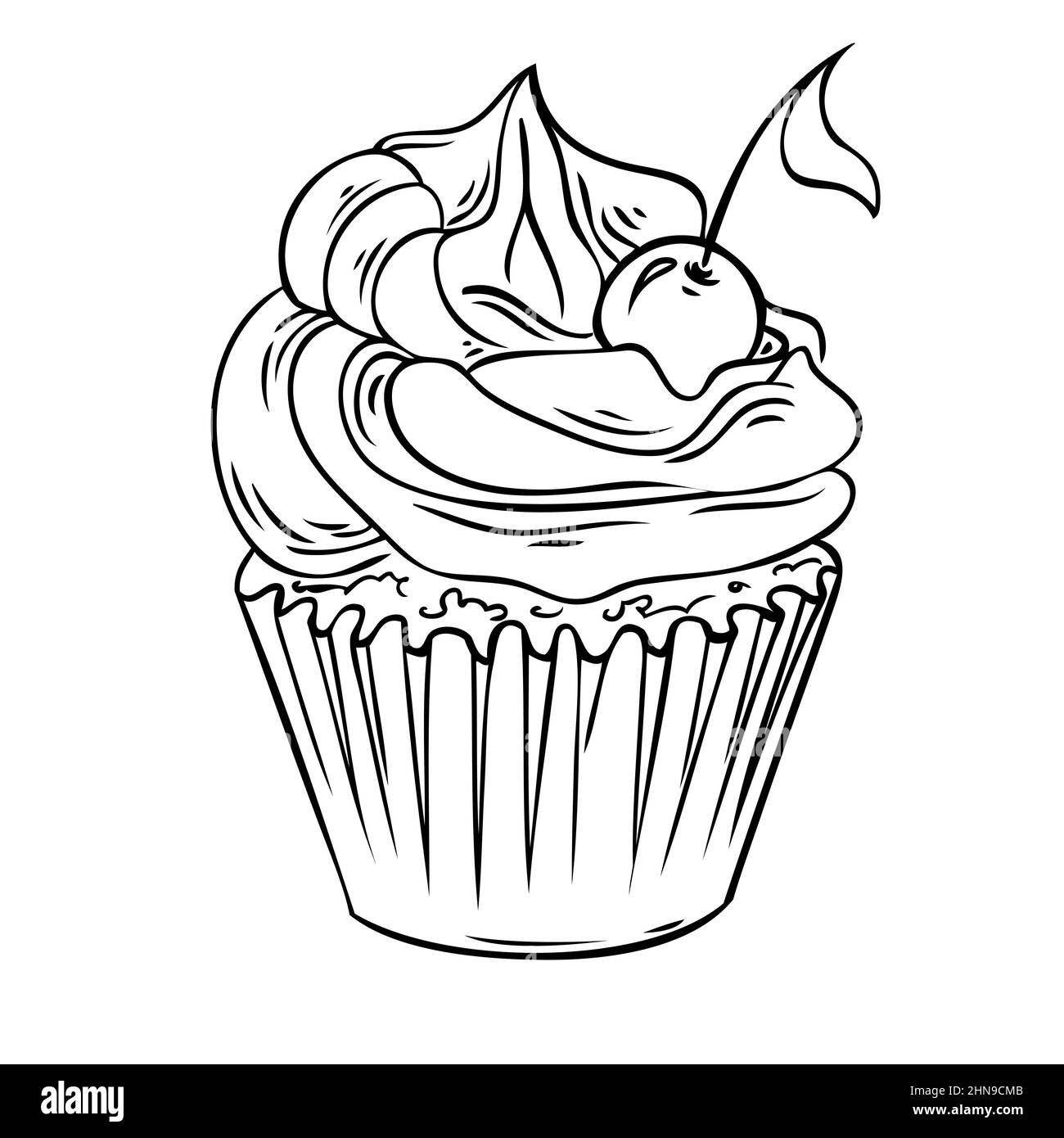 Festive Cupcake with Cream and Birthday Decorations Stock Vector Image ...