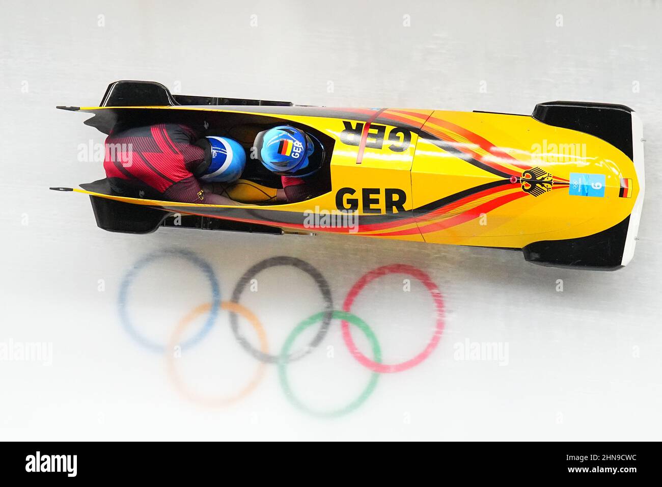 Beijing, China. 15th Feb, 2022. Bobsleigh: Olympics, two-man bobsleigh ...