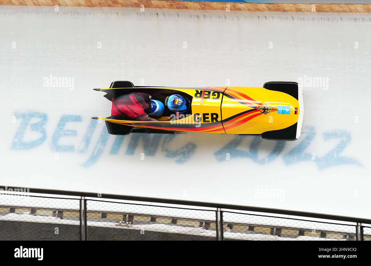 Beijing, China. 15th Feb, 2022. Bobsleigh: Olympics, two-man bobsleigh ...