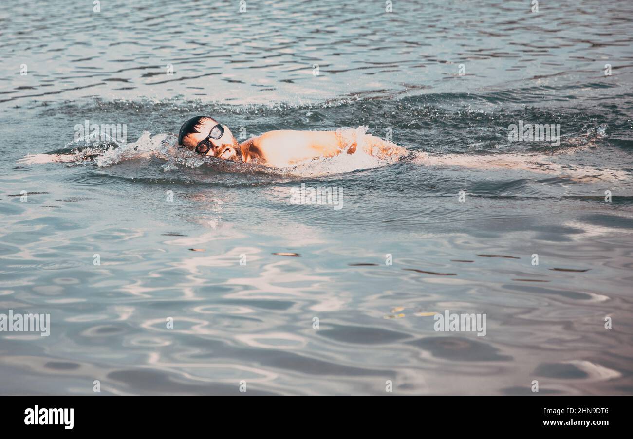 Open water swim triathlete hi-res stock photography and images - Alamy