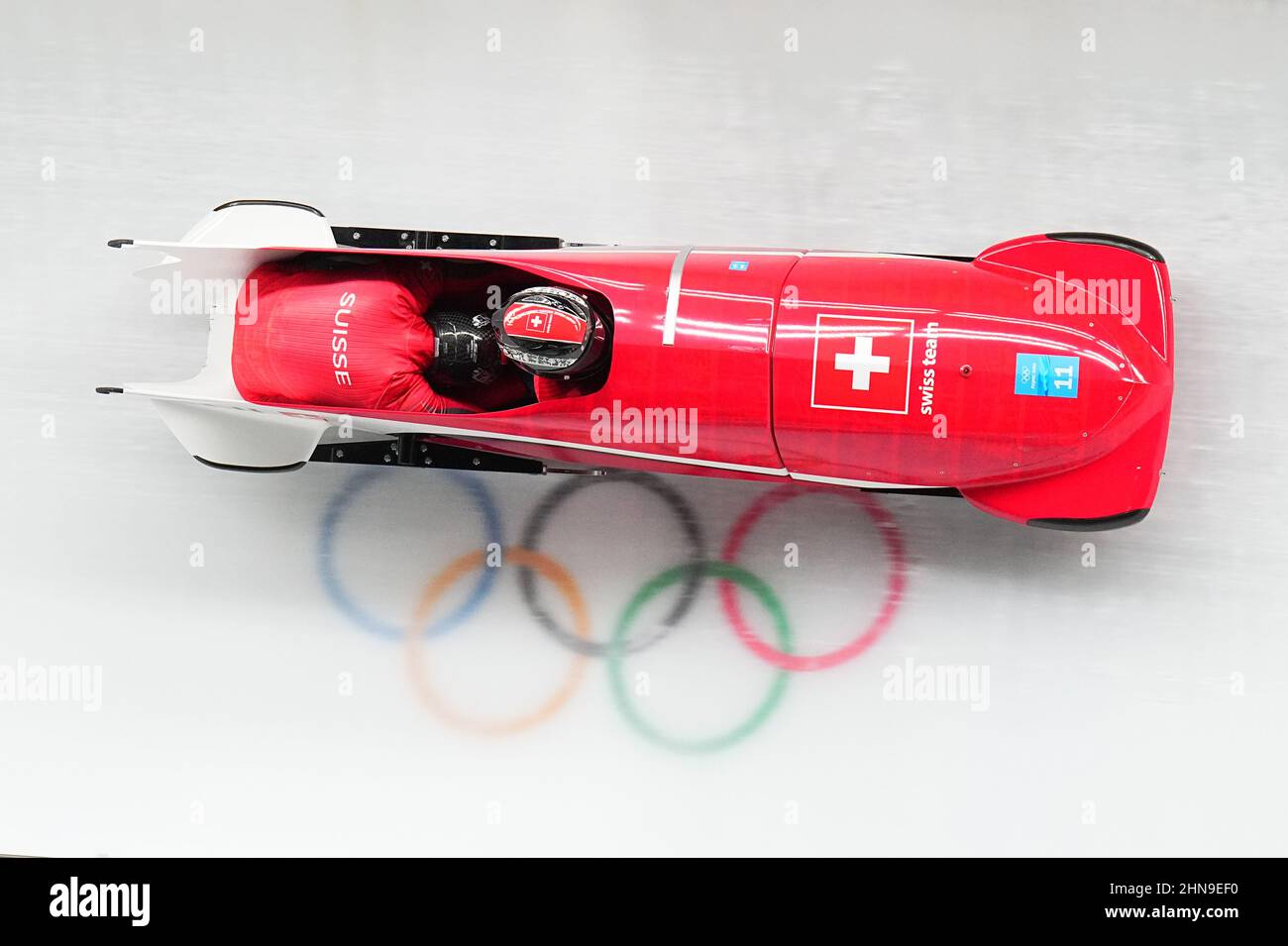 Beijing, China. 15th Feb, 2022. Bobsleigh: Olympics, two-man bobsleigh ...