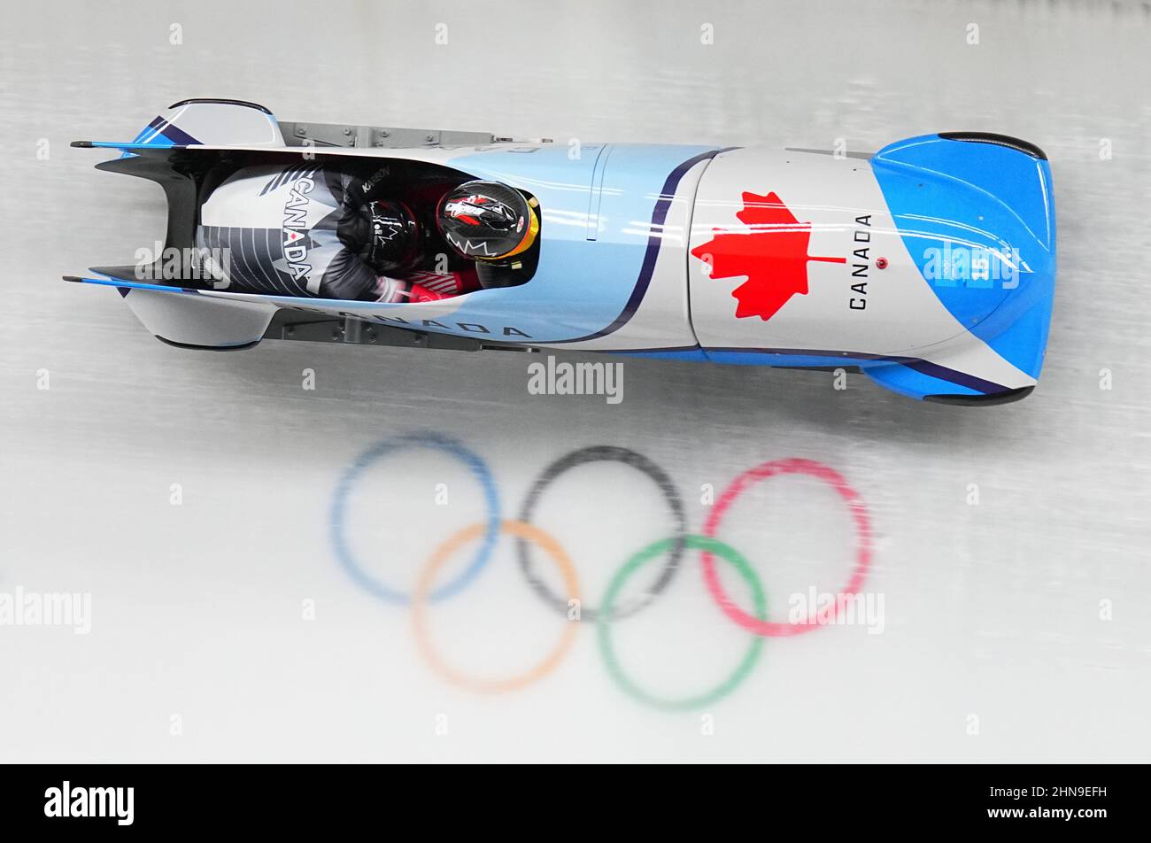 Beijing, China. 15th Feb, 2022. Bobsleigh: Olympics, two-man bobsleigh ...