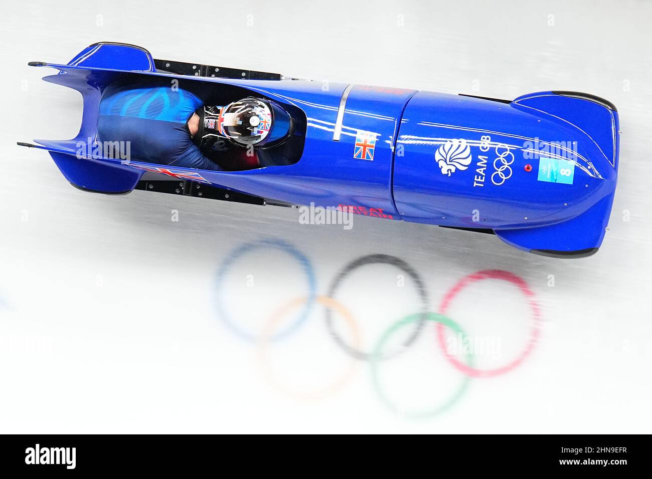 Beijing, China. 15th Feb, 2022. Bobsleigh: Olympics, two-man bobsleigh ...