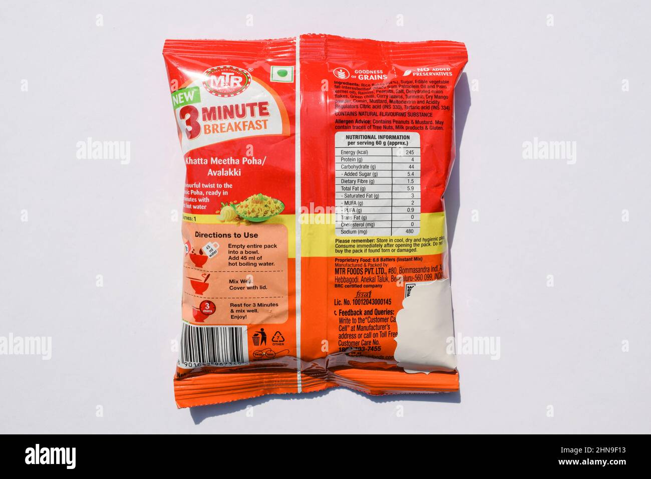 MTR branded Instant Khatta meetha Poha breakfast item. Mtr Poha packet ...