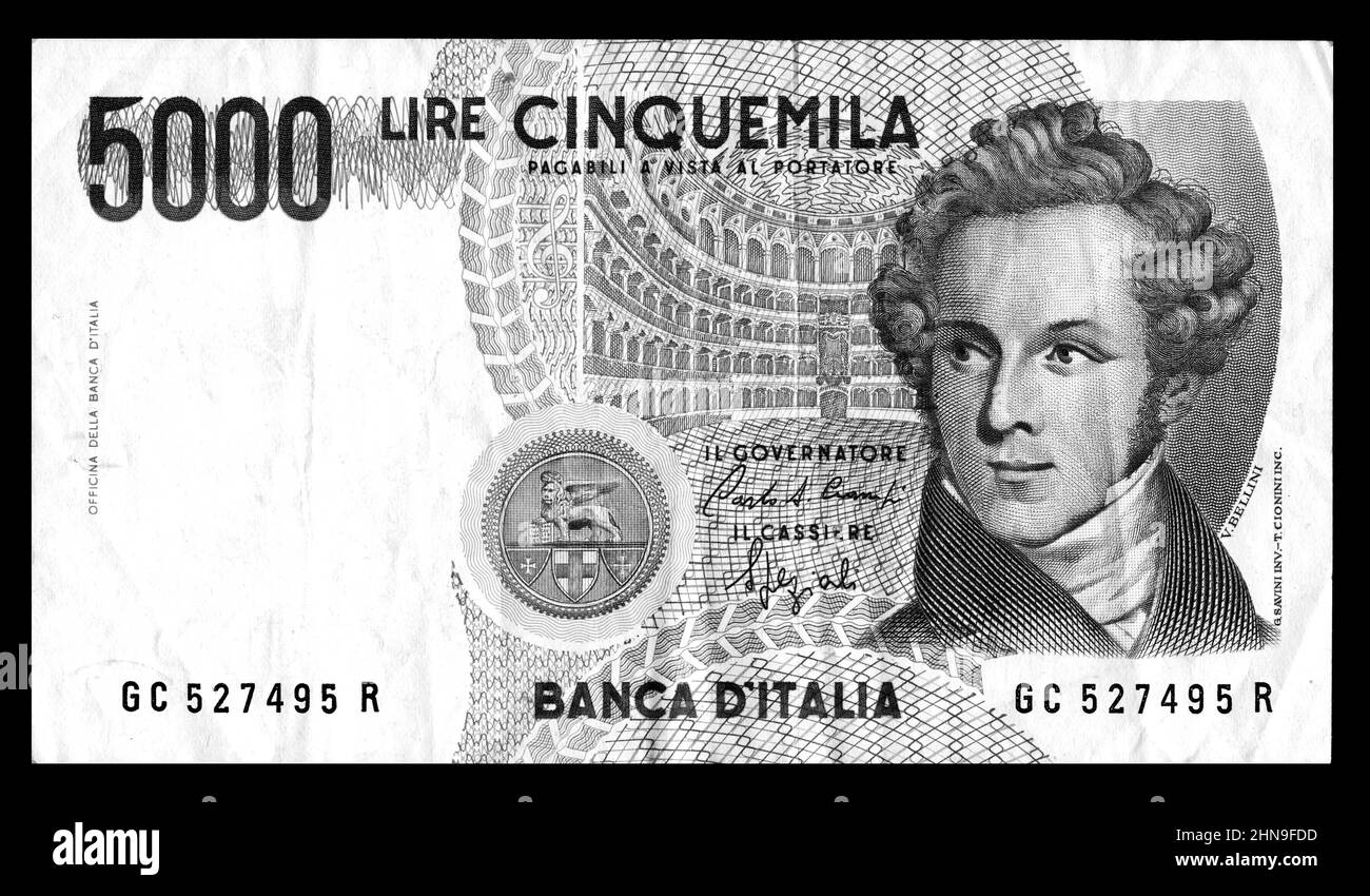 Lire bank note Black and White Stock Photos & Images - Alamy