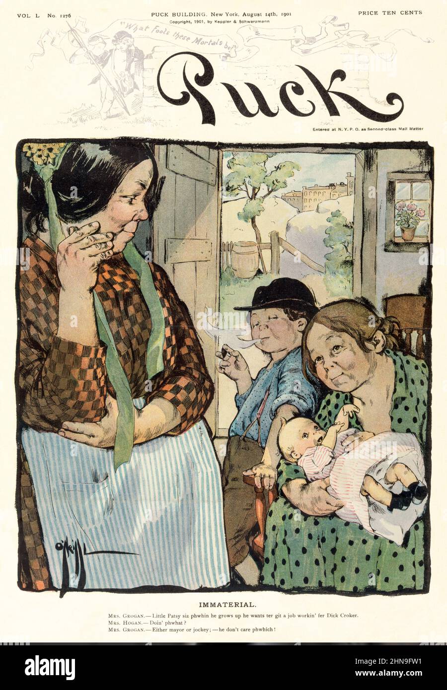 An early 20th century American Puck Magazine cover showing a ...