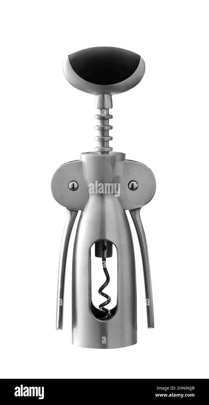silver metal corkscrew isolated on white Stock Photo - Alamy