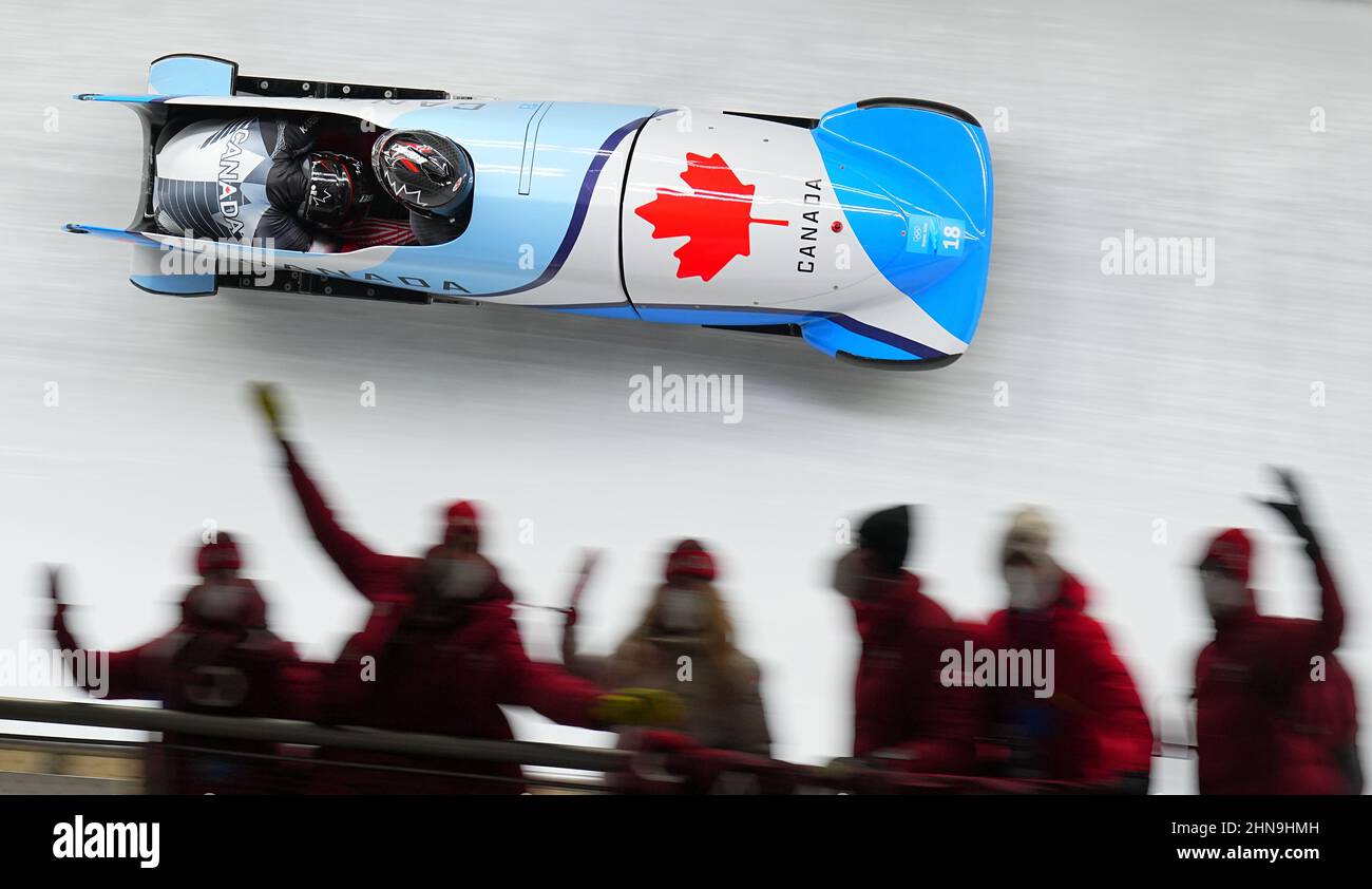 Beijing, China. 15th Feb, 2022. Bobsleigh: Olympics, two-man bobsleigh ...