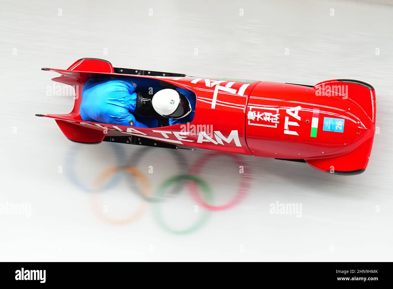 Beijing, China. 15th Feb, 2022. Bobsleigh: Olympics, two-man bobsleigh ...