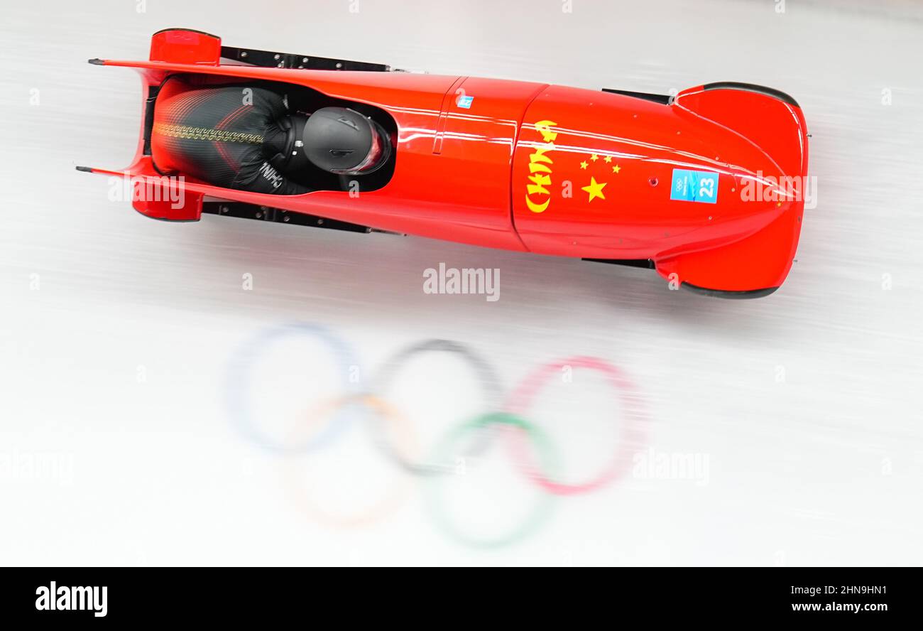 Beijing, China. 15th Feb, 2022. Bobsleigh: Olympics, two-man bobsleigh ...