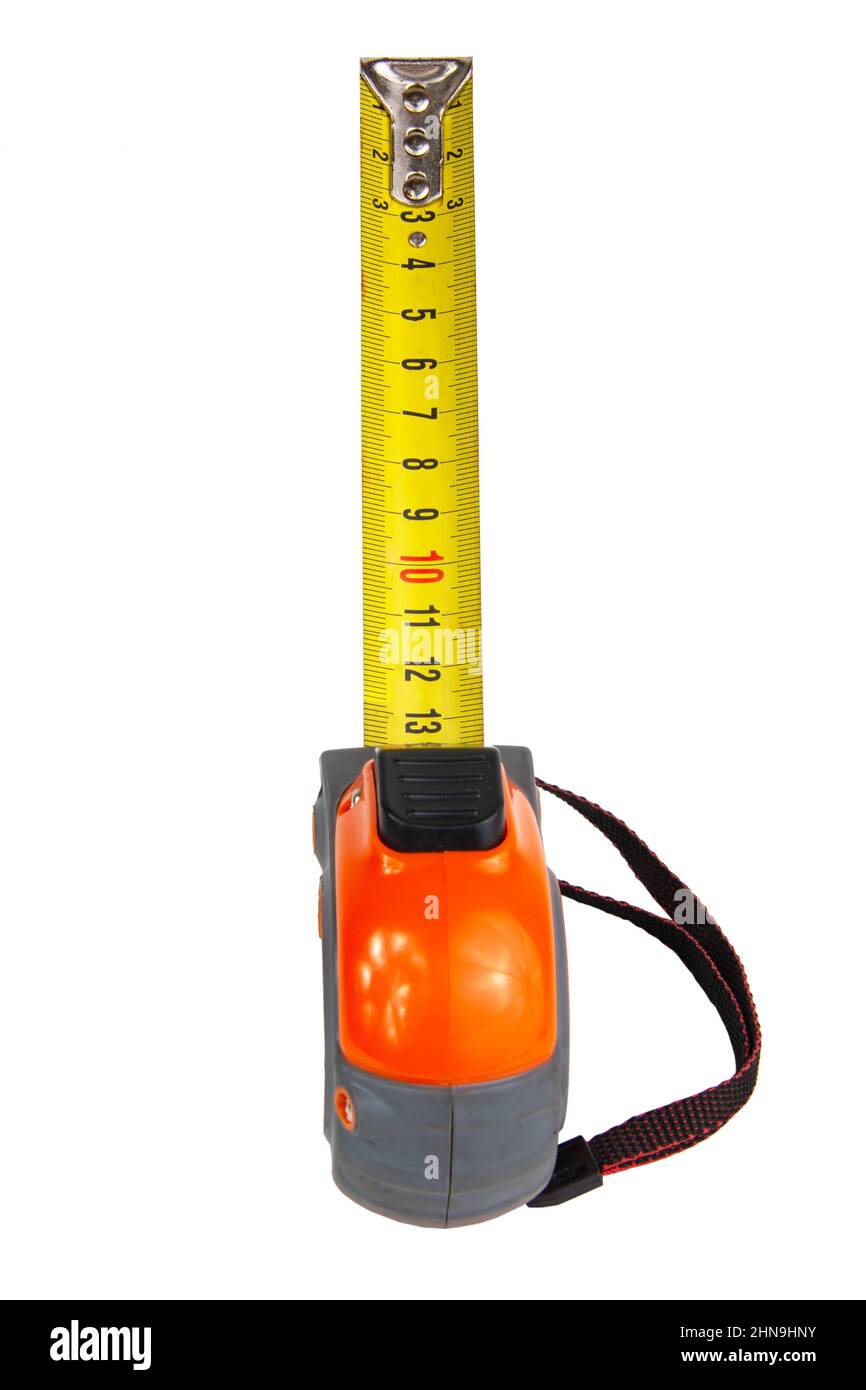 Tape measuring building tool isolated on the white background Stock ...