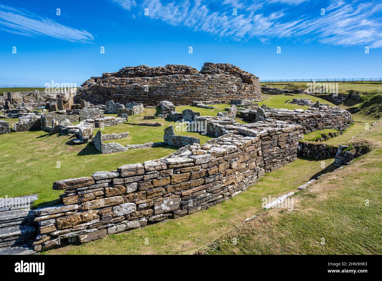 Broch of Gurness on the northeast coast of Mainland Orkney in Scotland ...