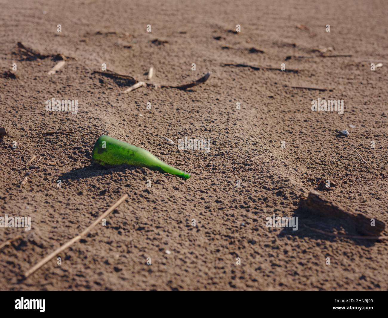 Garbage on the beach, Patara, Turkey. Pollution of plastic and glass ...