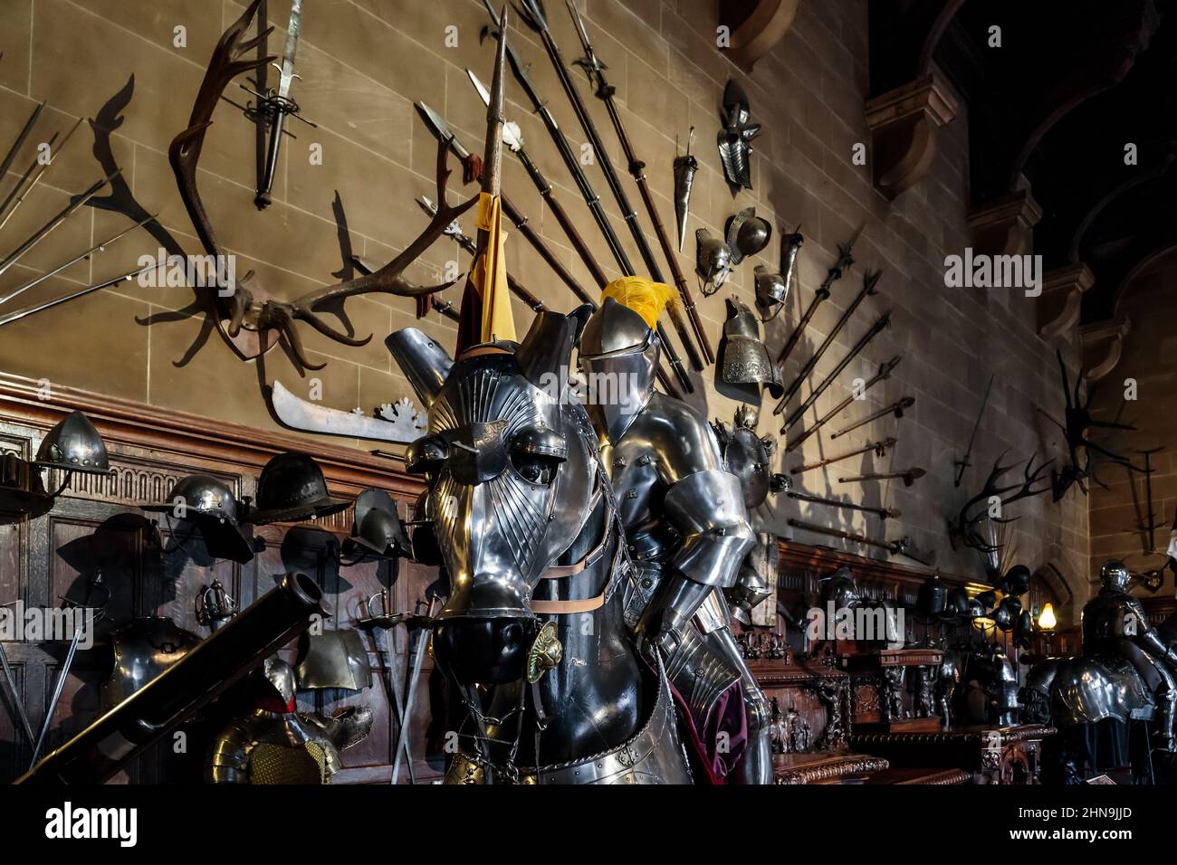 WARWICK, GREAT BRITAIN - SEPTEMBER 15, 2014: These are the weapons and ...