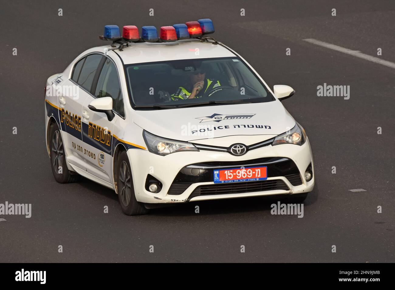 Police car on highway, Israel Stock Photo - Alamy
