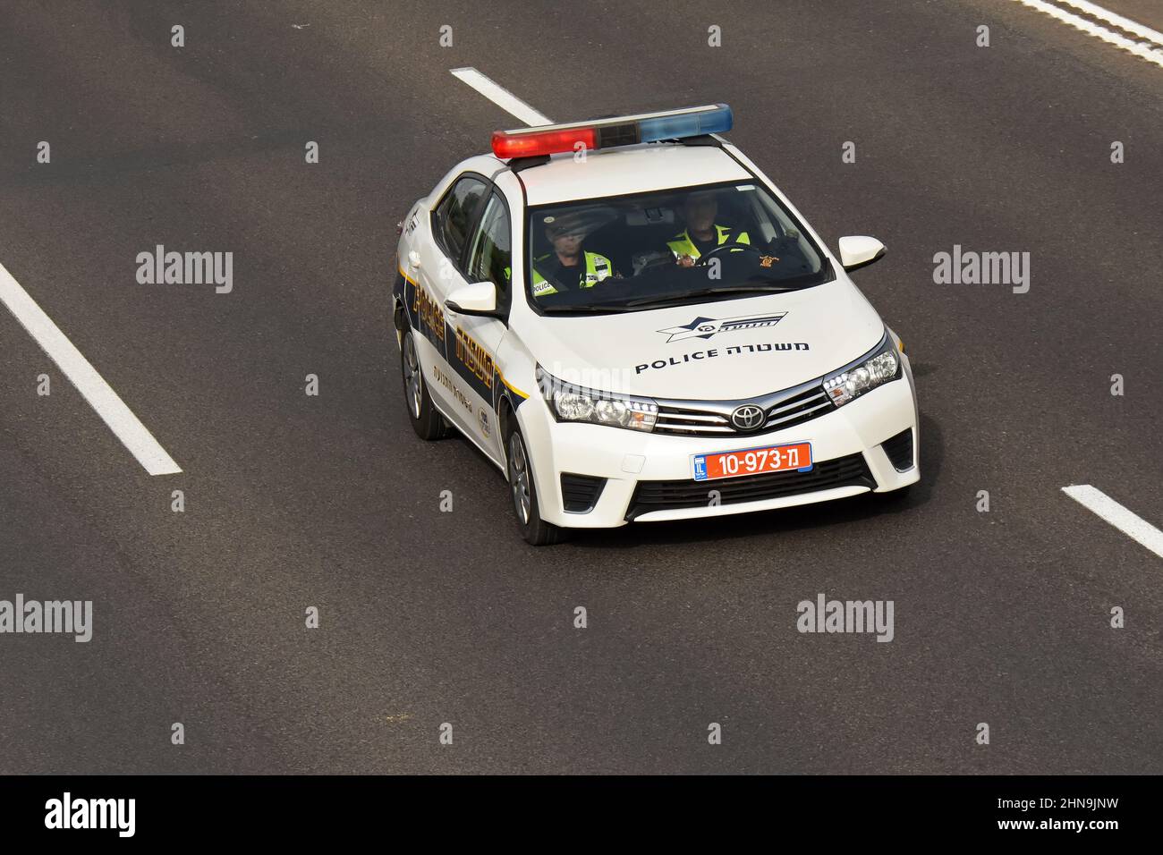 Police car on highway, Israel Stock Photo - Alamy