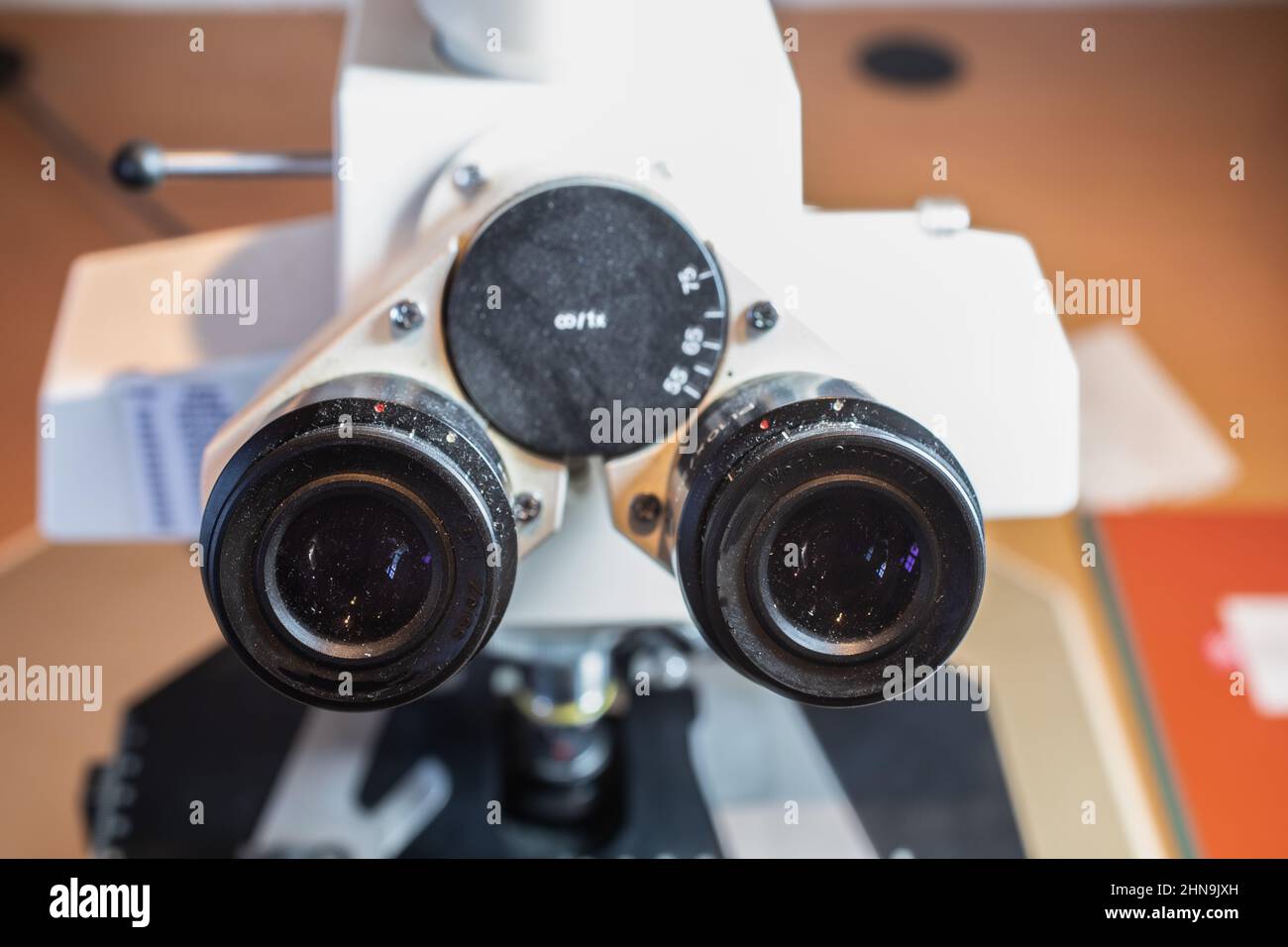 scientific microscope with eyepieces and lenses Stock Photo - Alamy