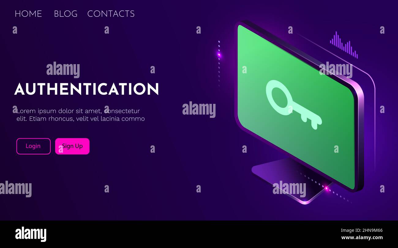 Computer screen with lock symbol. Authentication and security concept ...