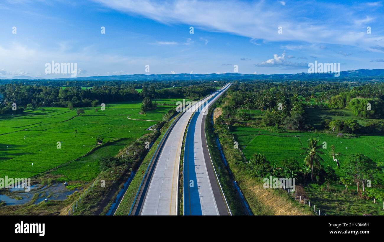 Aerial view of Sigli Banda Aceh (Sibanceh) Toll Road, Aceh, Indonesia ...