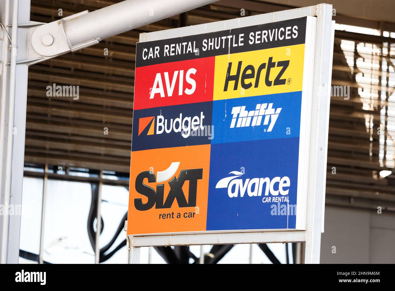 27 October 2021, Thessaloniki, Greece: A sign at the airport ...