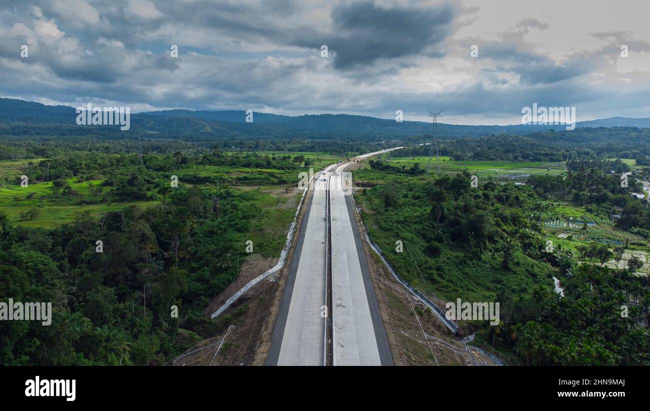 Aerial view of Sigli Banda Aceh (Sibanceh) Toll Road, Aceh, Indonesia ...