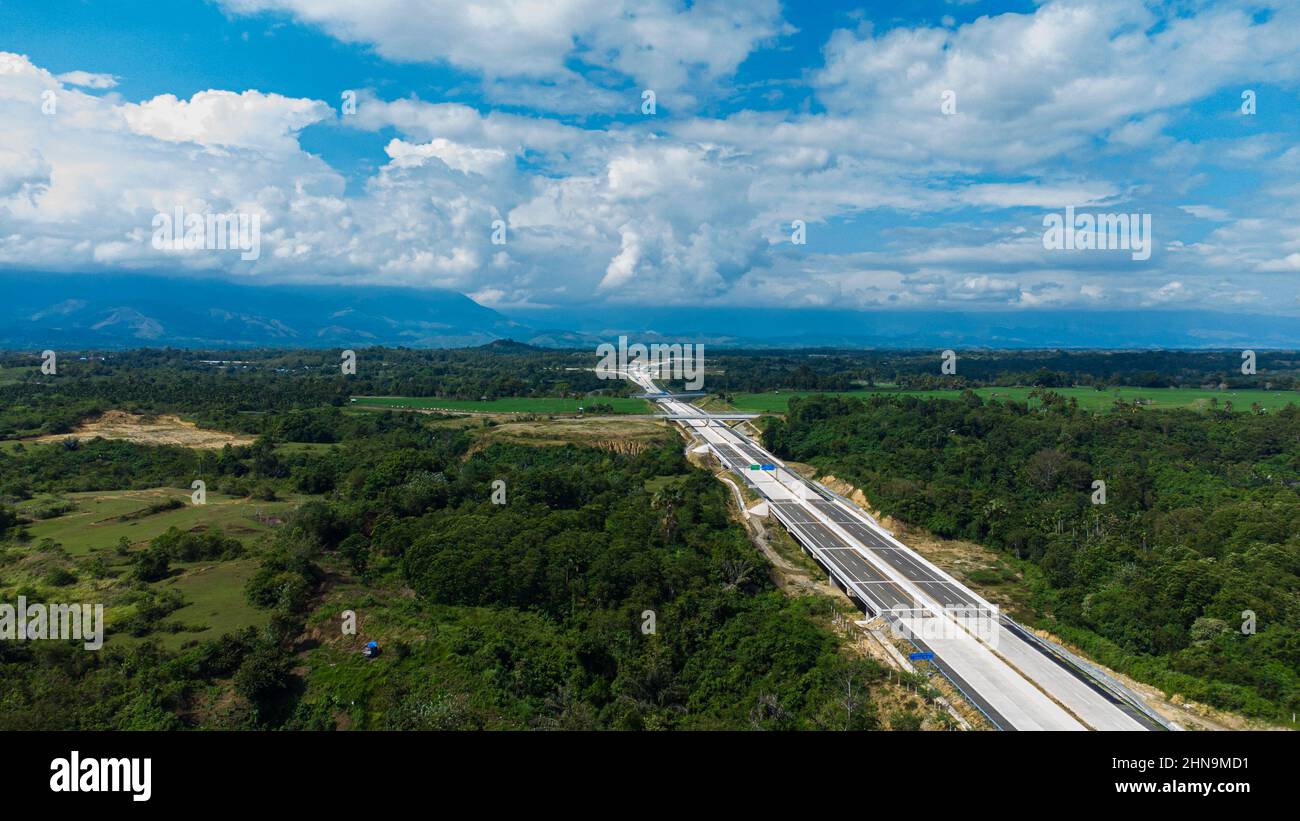 Aerial view of Sigli Banda Aceh (Sibanceh) Toll Road, Aceh, Indonesia ...