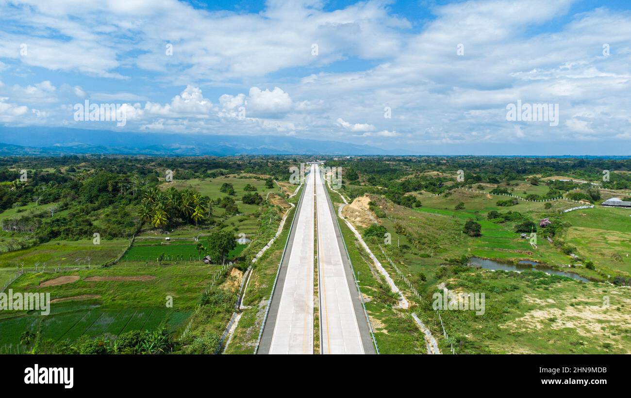 Aerial view of Sigli Banda Aceh (Sibanceh) Toll Road, Aceh, Indonesia ...