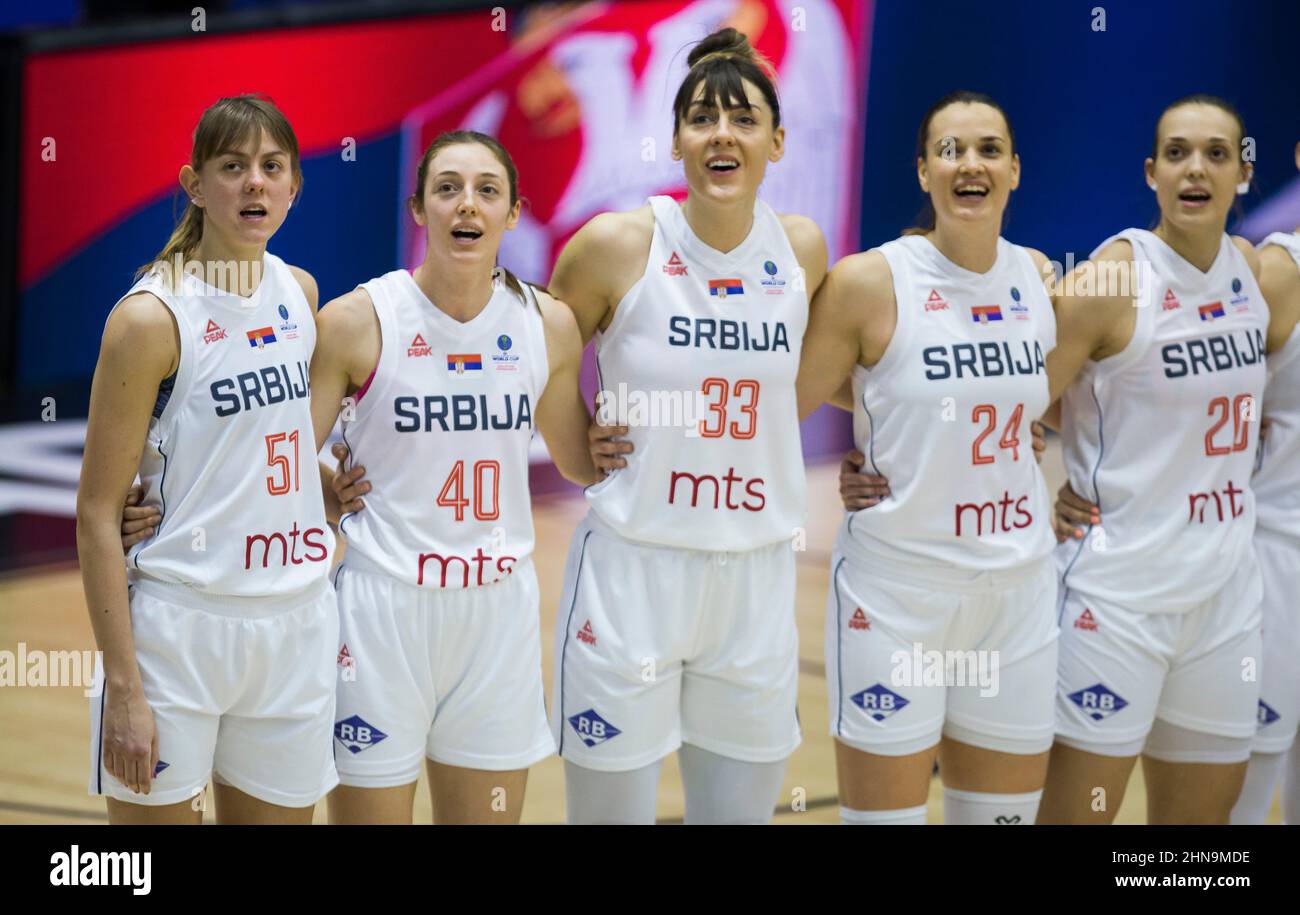 Belgrade, Serbia, 13th February 2022. Mina Djordjevic of Serbia, Ivana ...
