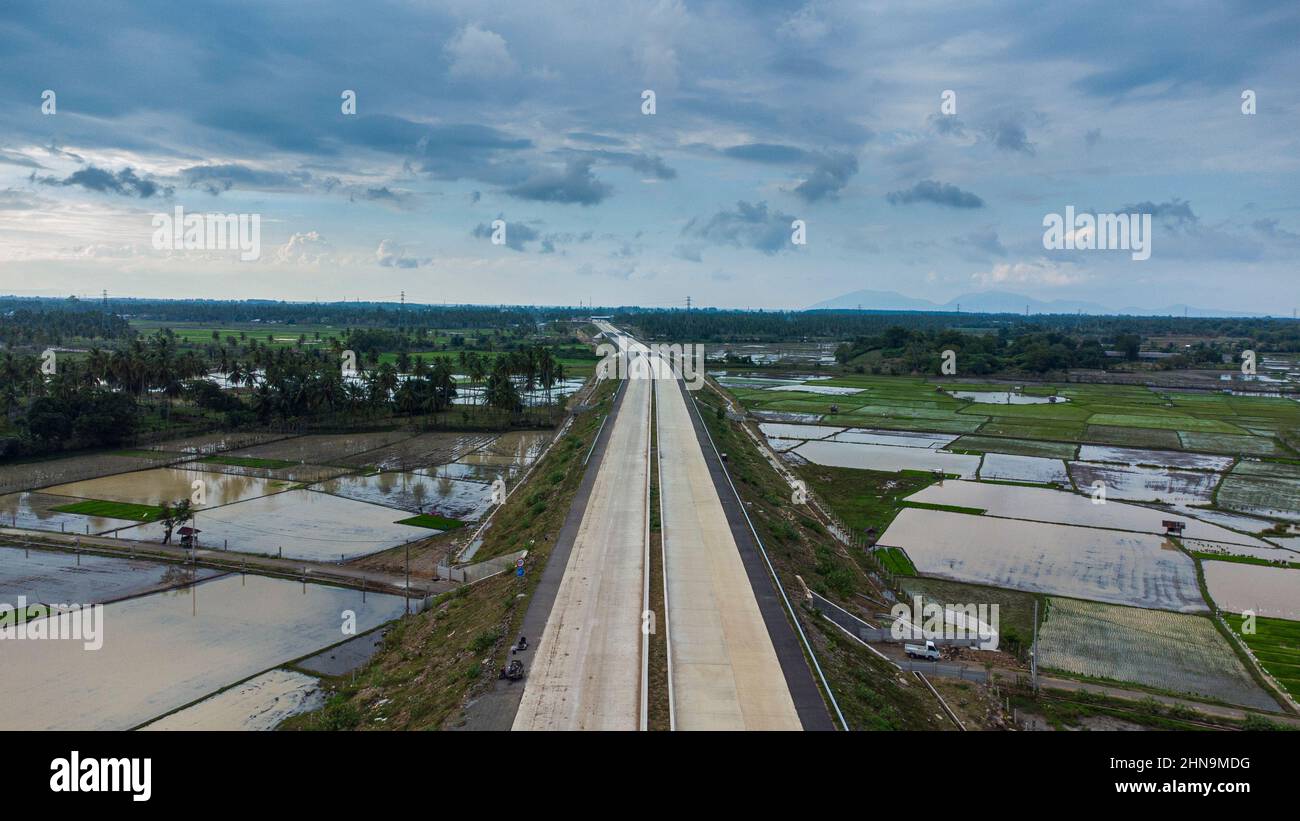 Aerial view of Sigli Banda Aceh (Sibanceh) Toll Road, Aceh, Indonesia ...