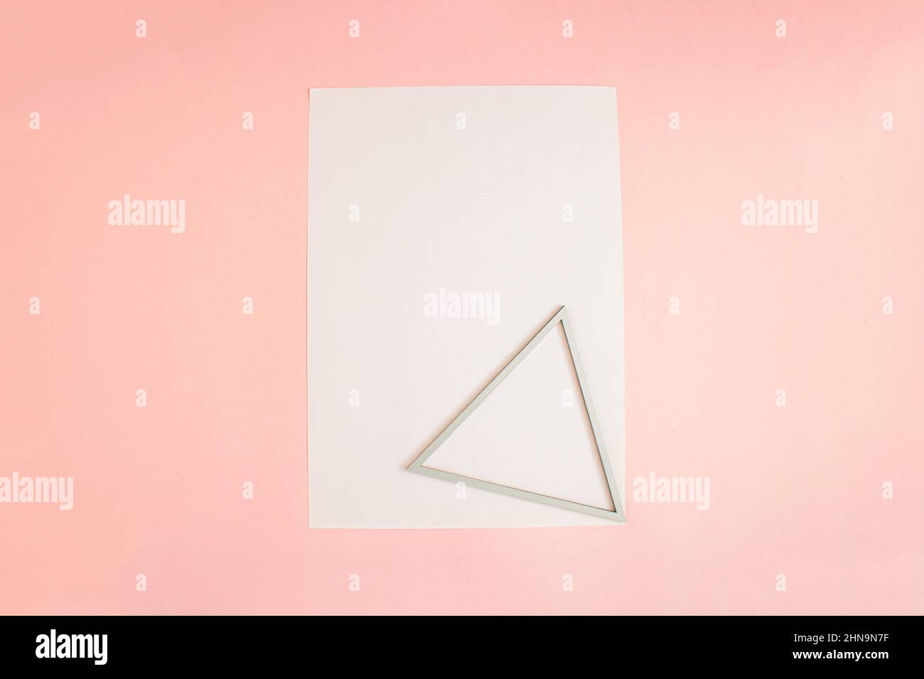 3D rendering of a triangle-shaped frame and square blank leaflet ...