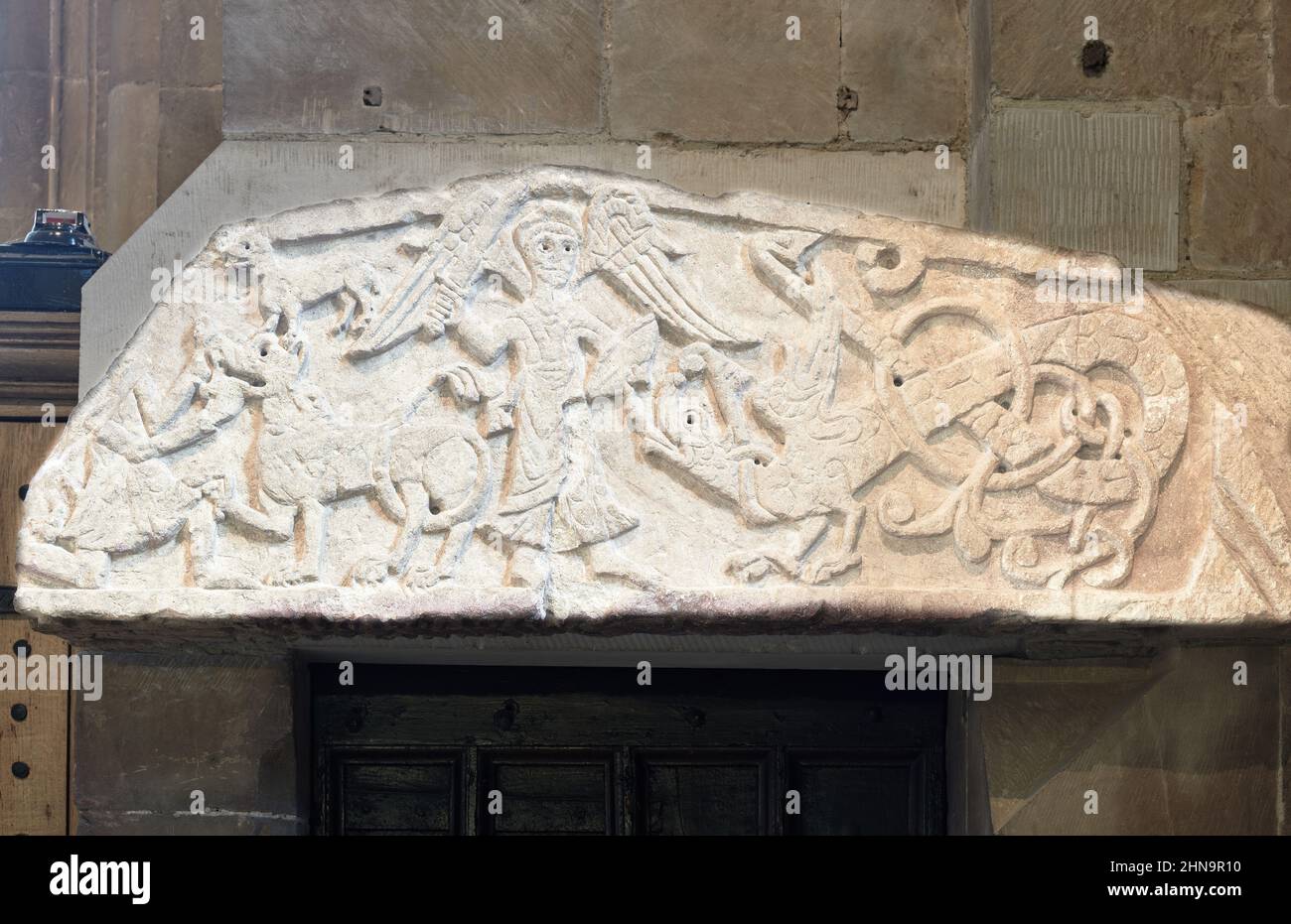 St George and the dragon, an anglo-saxon sculpture lintel at the ...