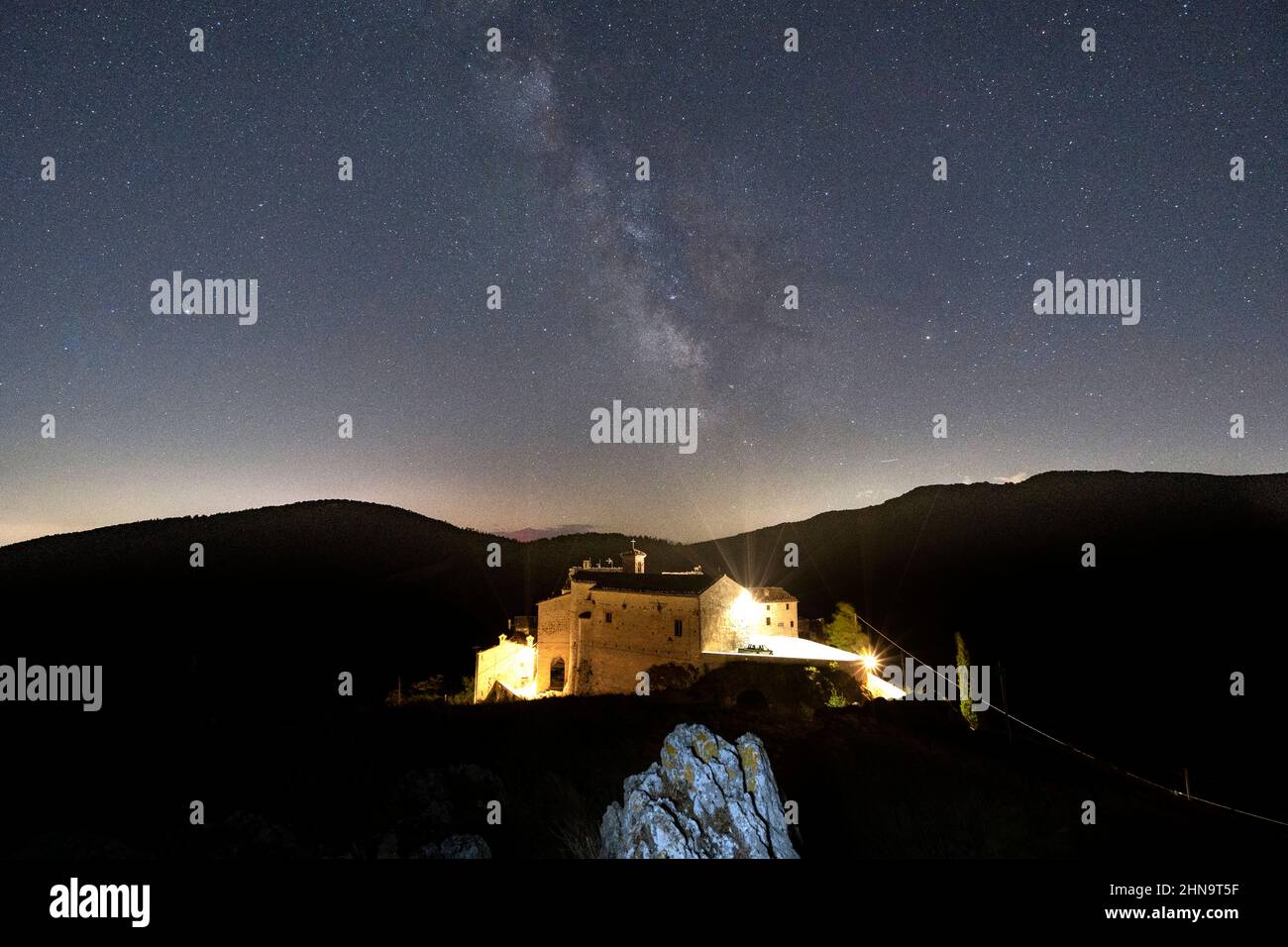 Elcito village, Milky Way, Night Landscape, San Severino Marche, Marche ...