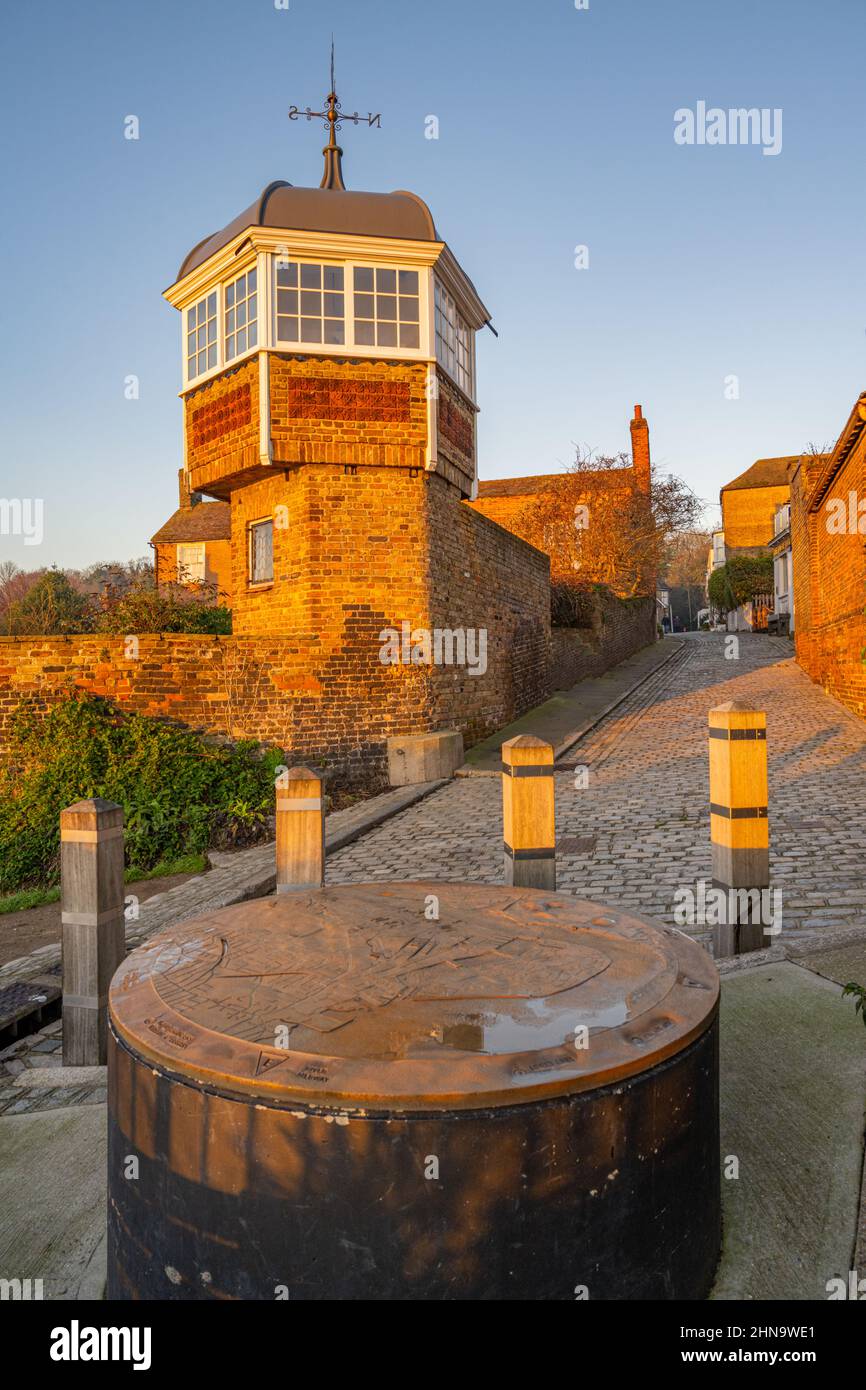 Looking up the High St in Upper Upnor on the banks of the Medway Kent ...
