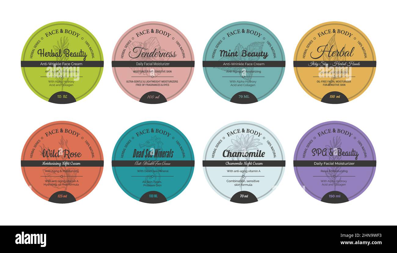 Label design set hygiene care sticker hi-res stock photography and ...