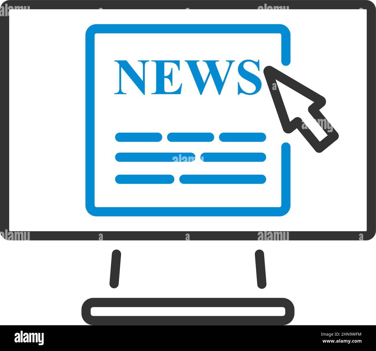 Monitor With News Icon. Editable Bold Outline With Color Fill Design ...